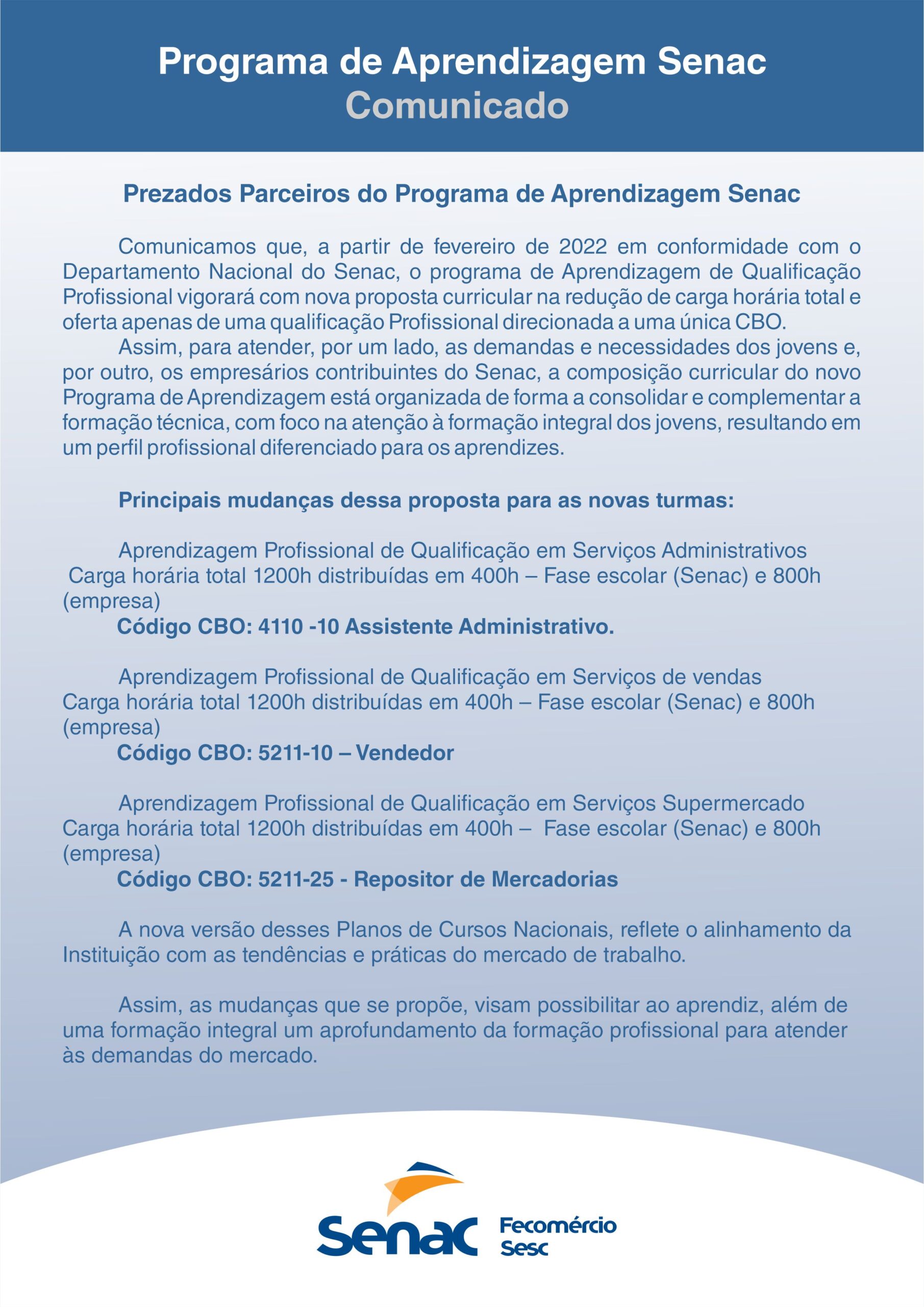 Programa de Aprendizagem - Senac Sergipe